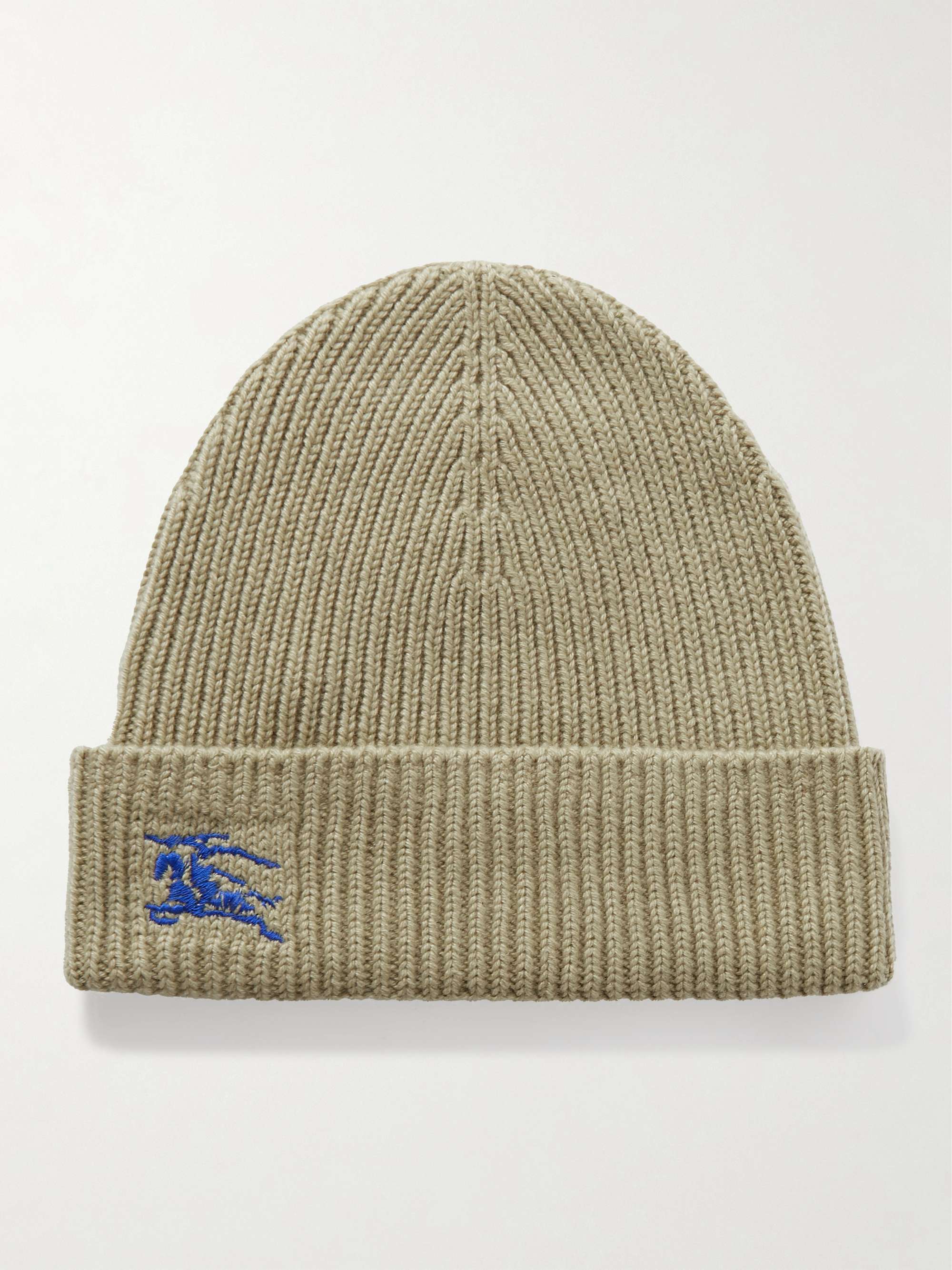 Burberry Embroidered Ribbed Cashmere Beanie In Cream - 40  display picture 1