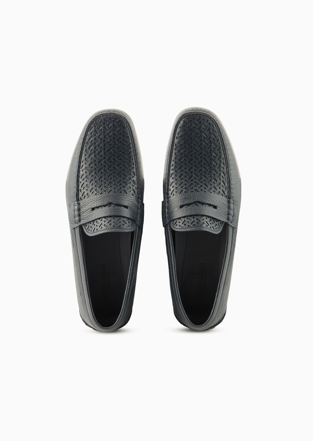 Giorgio Armani Navy blue DEERSKIN AND NAPPA-LEATHER LOAFERS  New US 11 Giorgio Armani | Shoes | Giorgio Armani Navy Blue Deerskin  main image 2