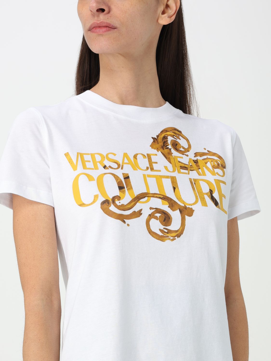 Versace T-Shirt With Logo - White - 40% Off | Editorialist
