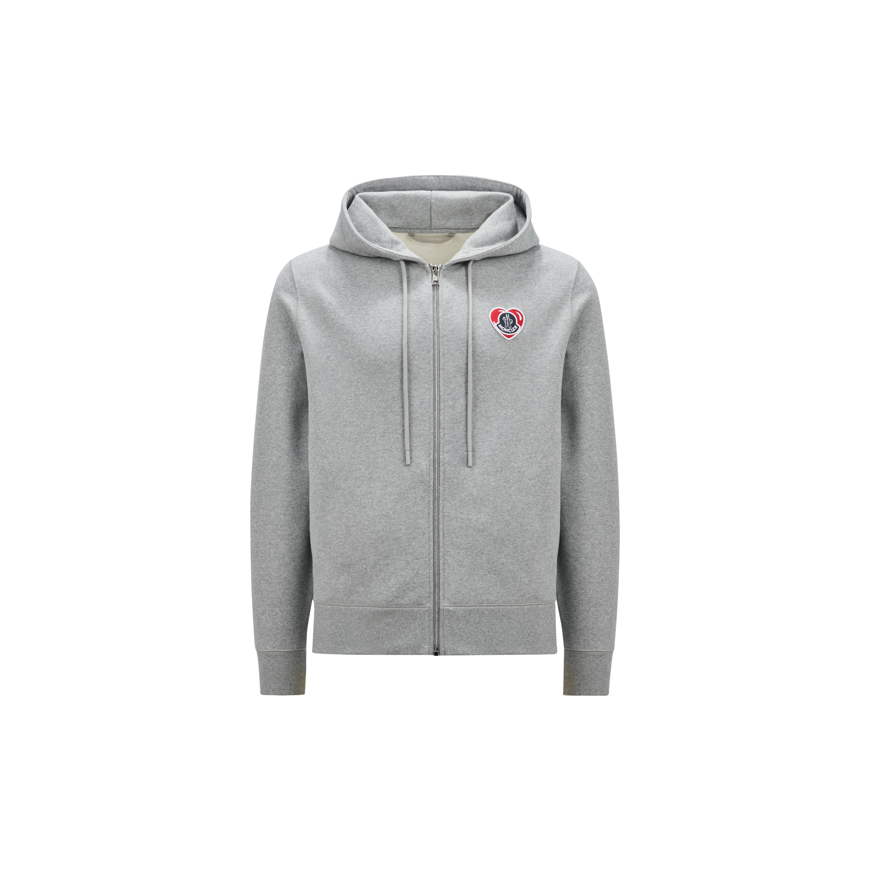 MONCLER グレー ハート型ロゴ パーカー XL Moncler Heart Logo Zip-Up Hoodie - Grey | Editorialist