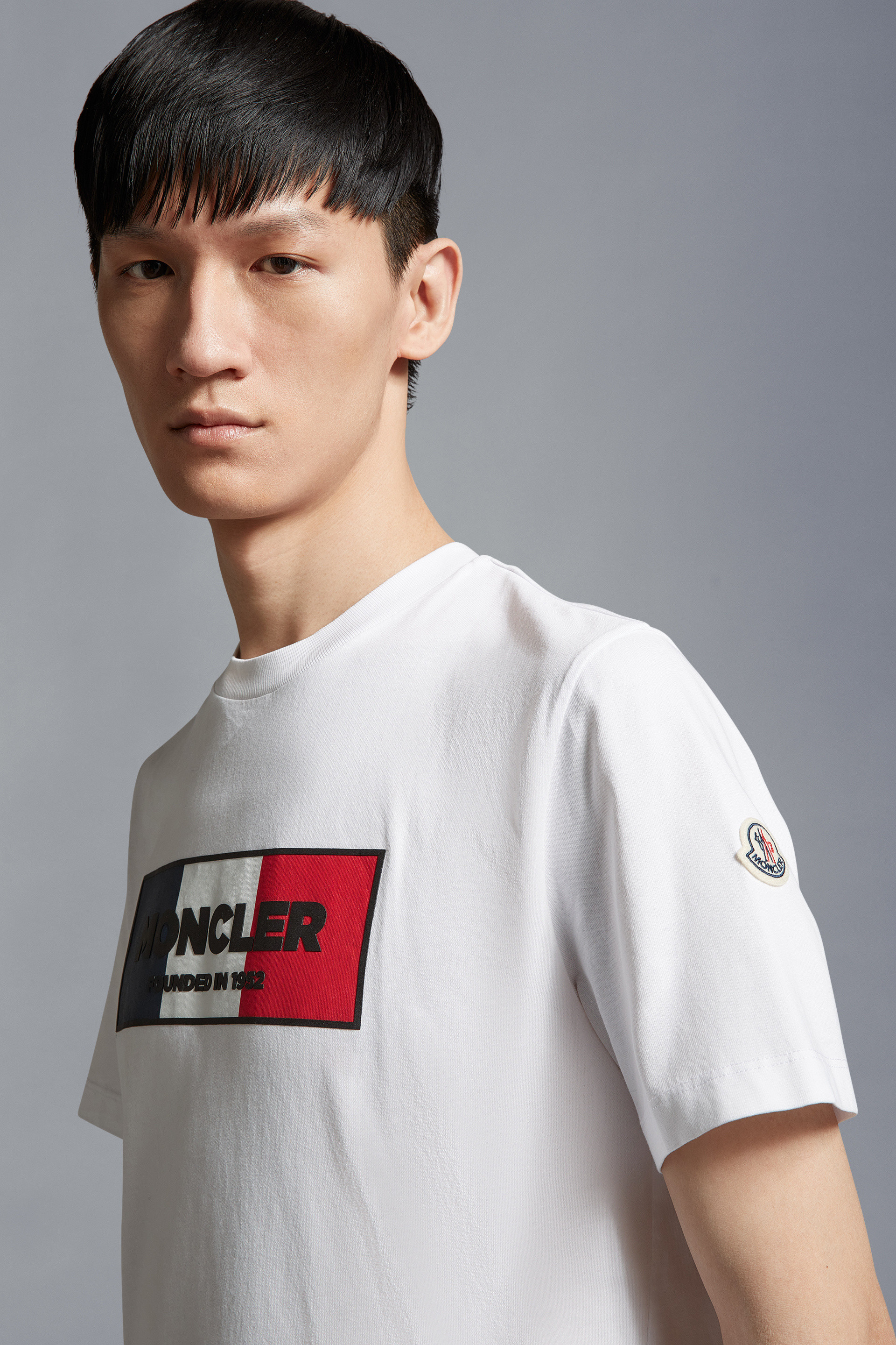 Moncler Tricolor Motif T-Shirt - White | Editorialist