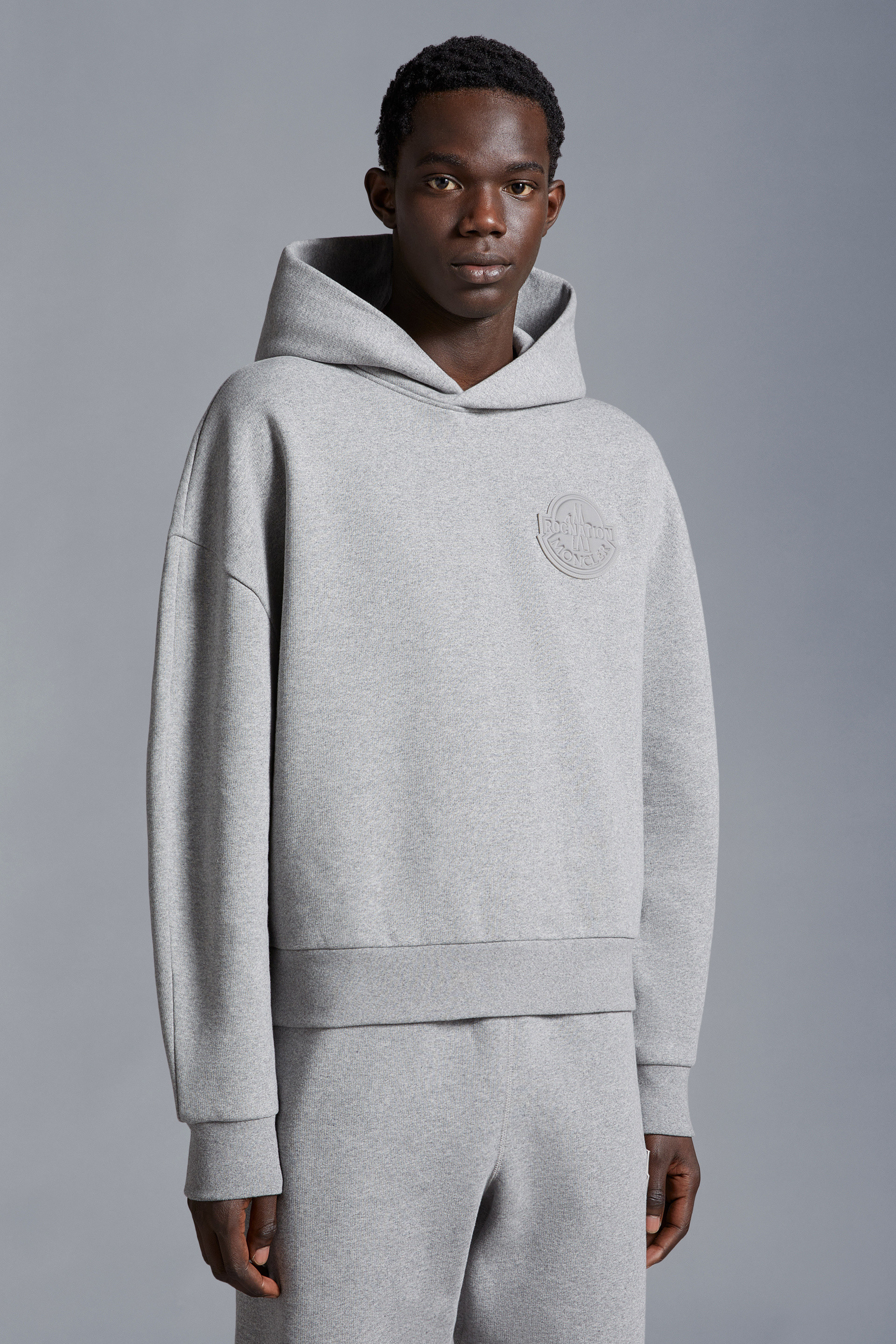 Moncler X Roc Nation By Jay-Z Logo Patch Hoodie - Grey | Editorialist