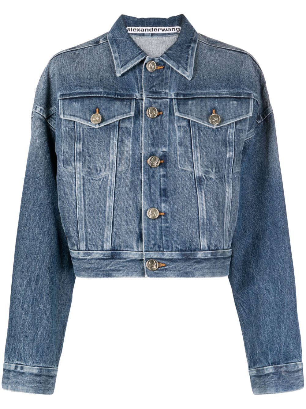 Alexander Wang Bonded-Seam Denim Trucker Jacket In Blue - 70% Off