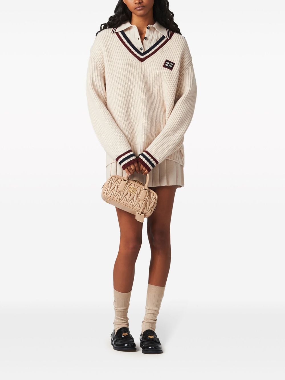 MIU MIU Miu Miu Ribbed-Knit Cashmere Polo Shirt