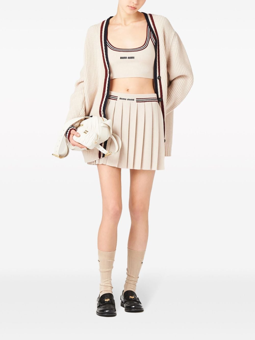 MIU MIU Miu Miu Pleated Knitted Cashmere Miniskirt