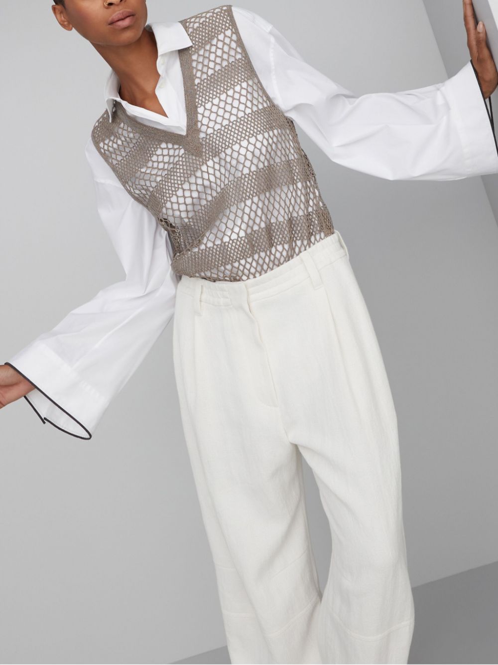 BRUNELLO CUCINELLI open-knit silk vest