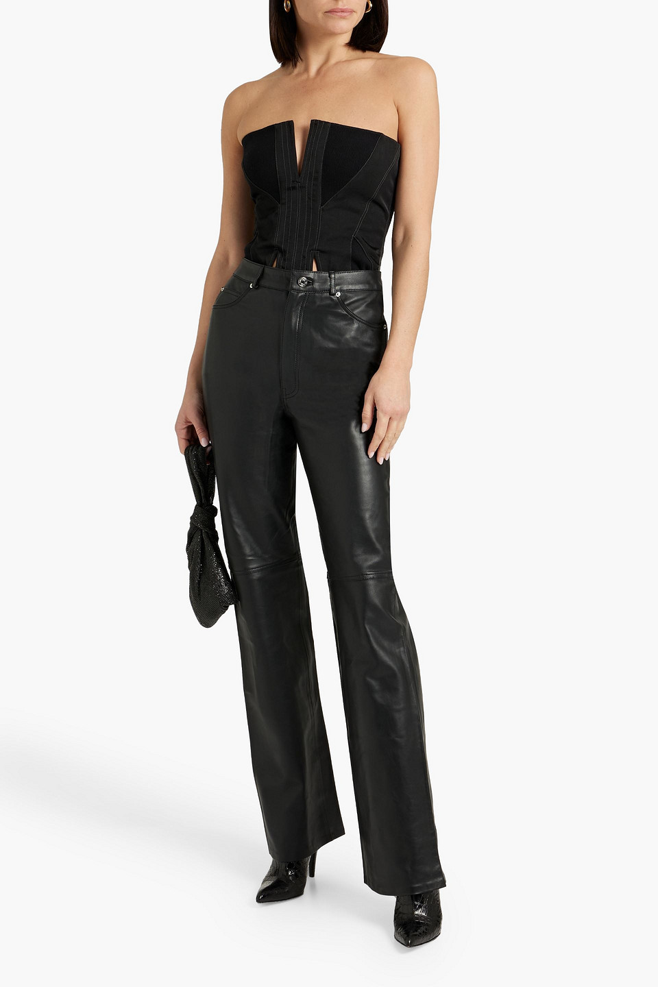 Grlfrnd Leather Straightleg Pants In Black 55% Off Editorialist