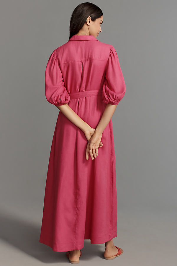 Maeve Mona Linen Shirt Dress - Blue Floral | Editorialist