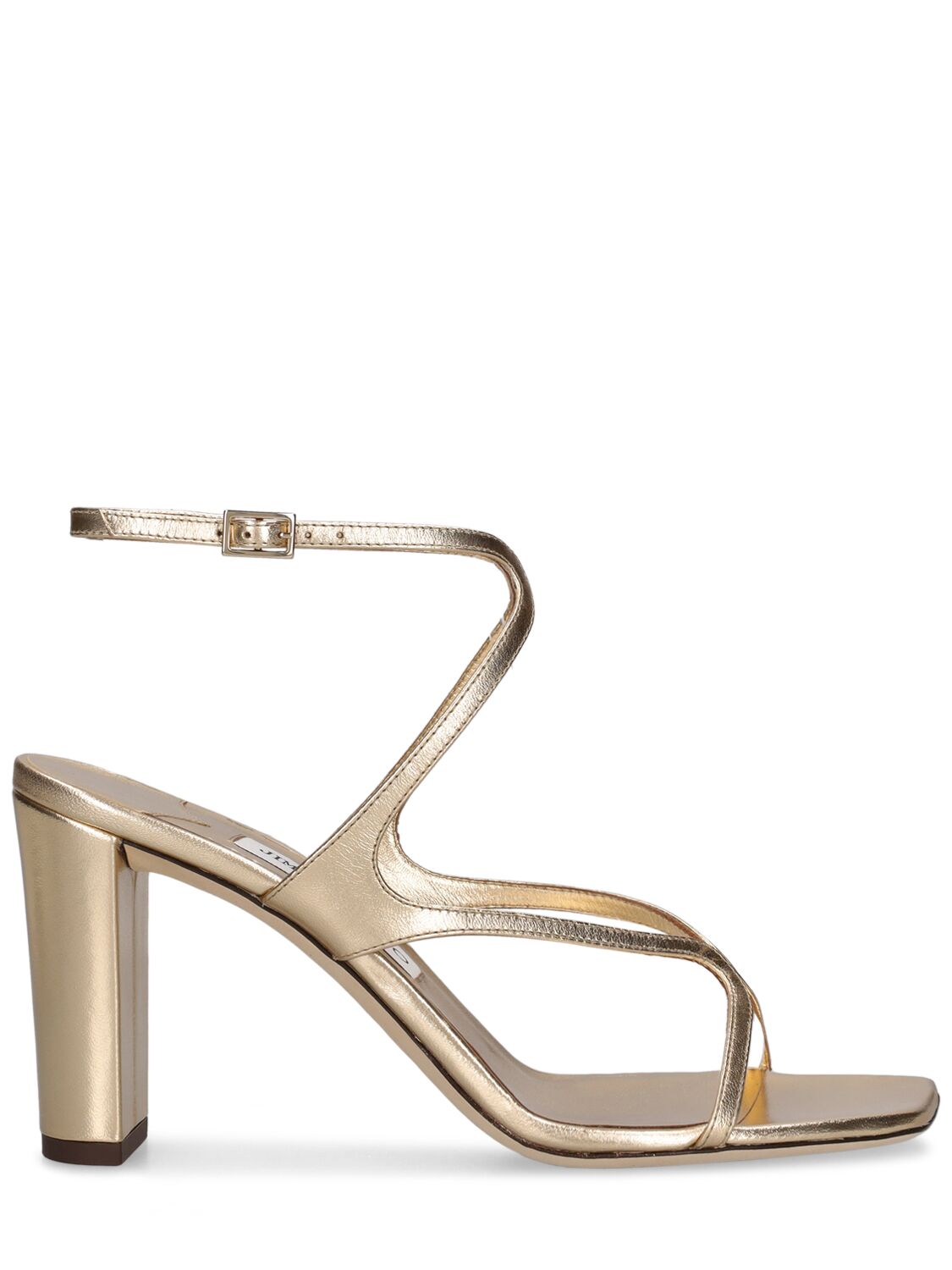 Jimmy Choo 85mm Azie Metallic Leather Sandals Gold Editorialist