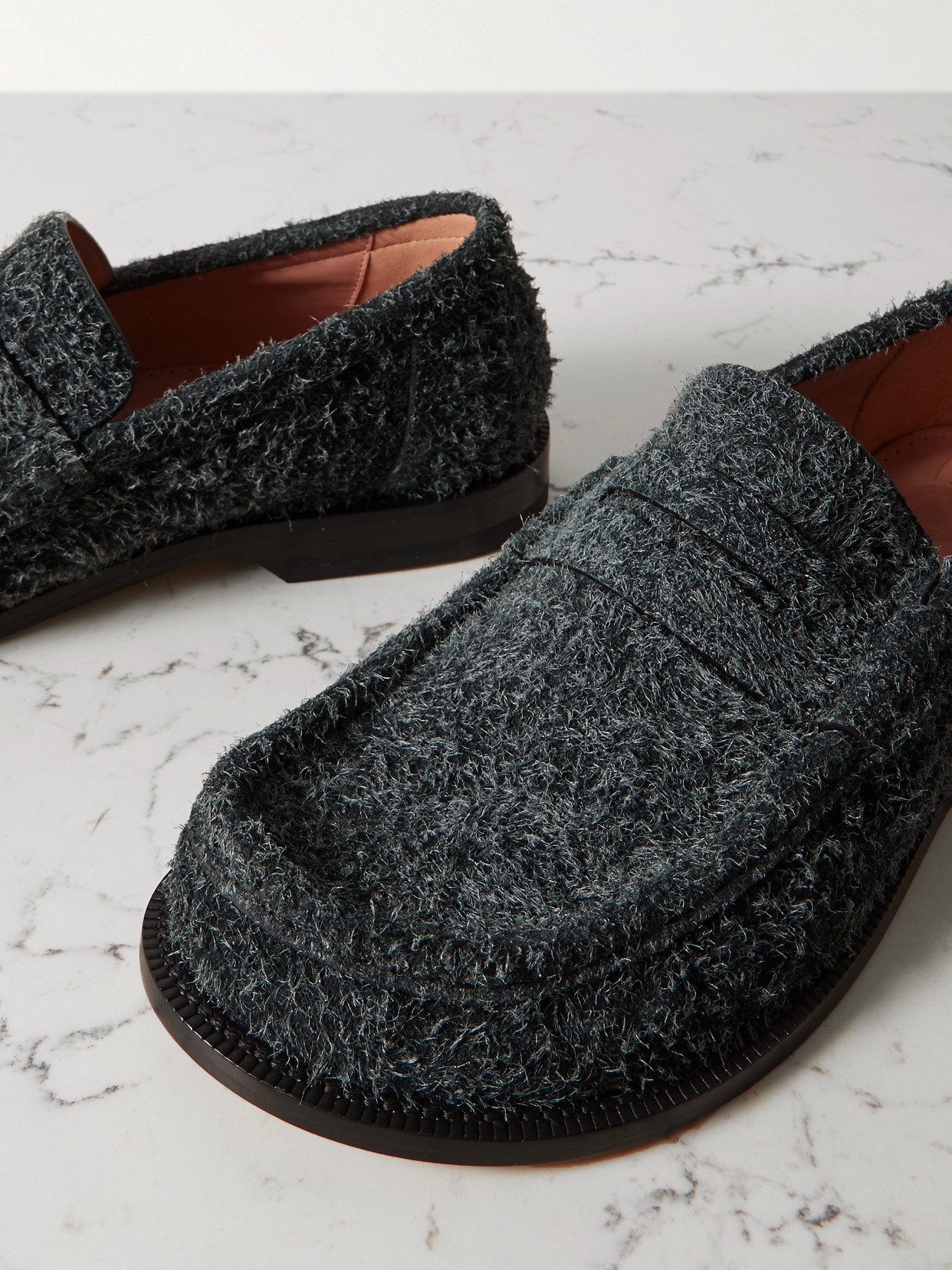 Loewe Campo Brushed Suede Loafers In Gray - 40% Off | Editorialist