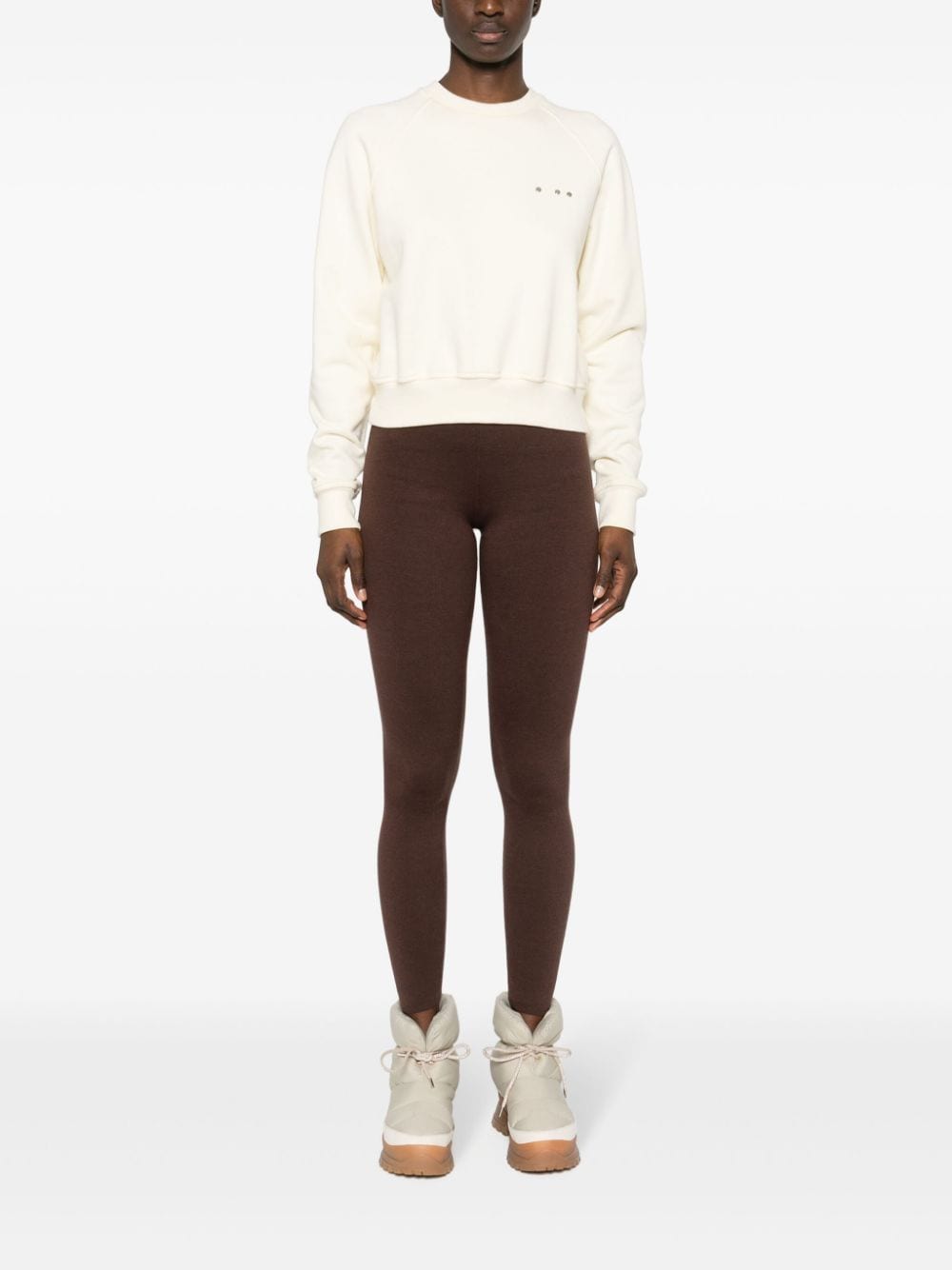 SPORTY & RICH logo-waistband knitted leggings
