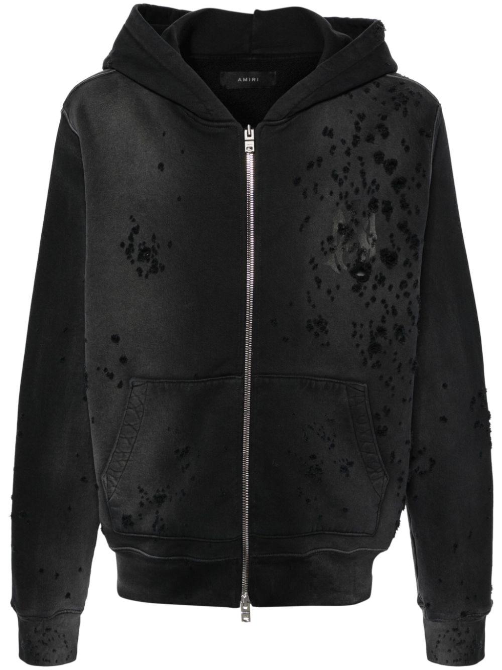 Amiri Core Ripped Zip-Up Hoodie In Black - 68% Off | Editorialist