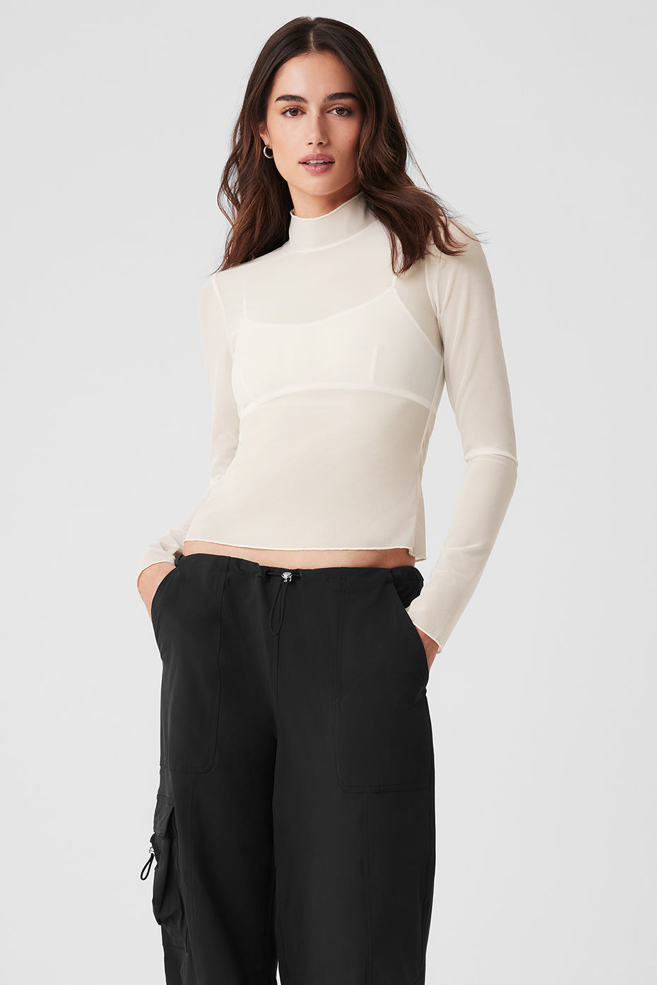 Alo Yoga Mesh Sheer Illusion Top In Black - 31% Off | Editorialist