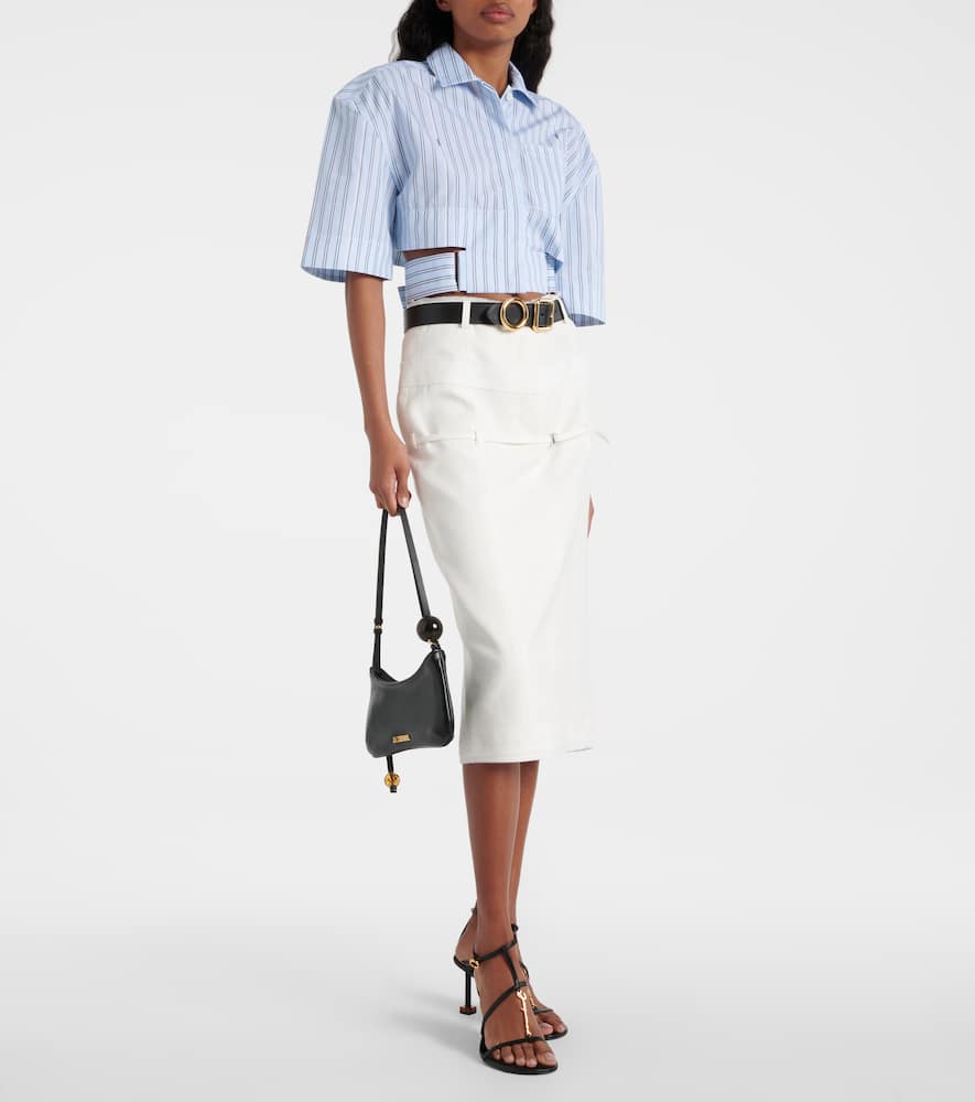 JACQUEMUS Jacquemus La Chemise Courte Bari Striped Cotton Shirt
