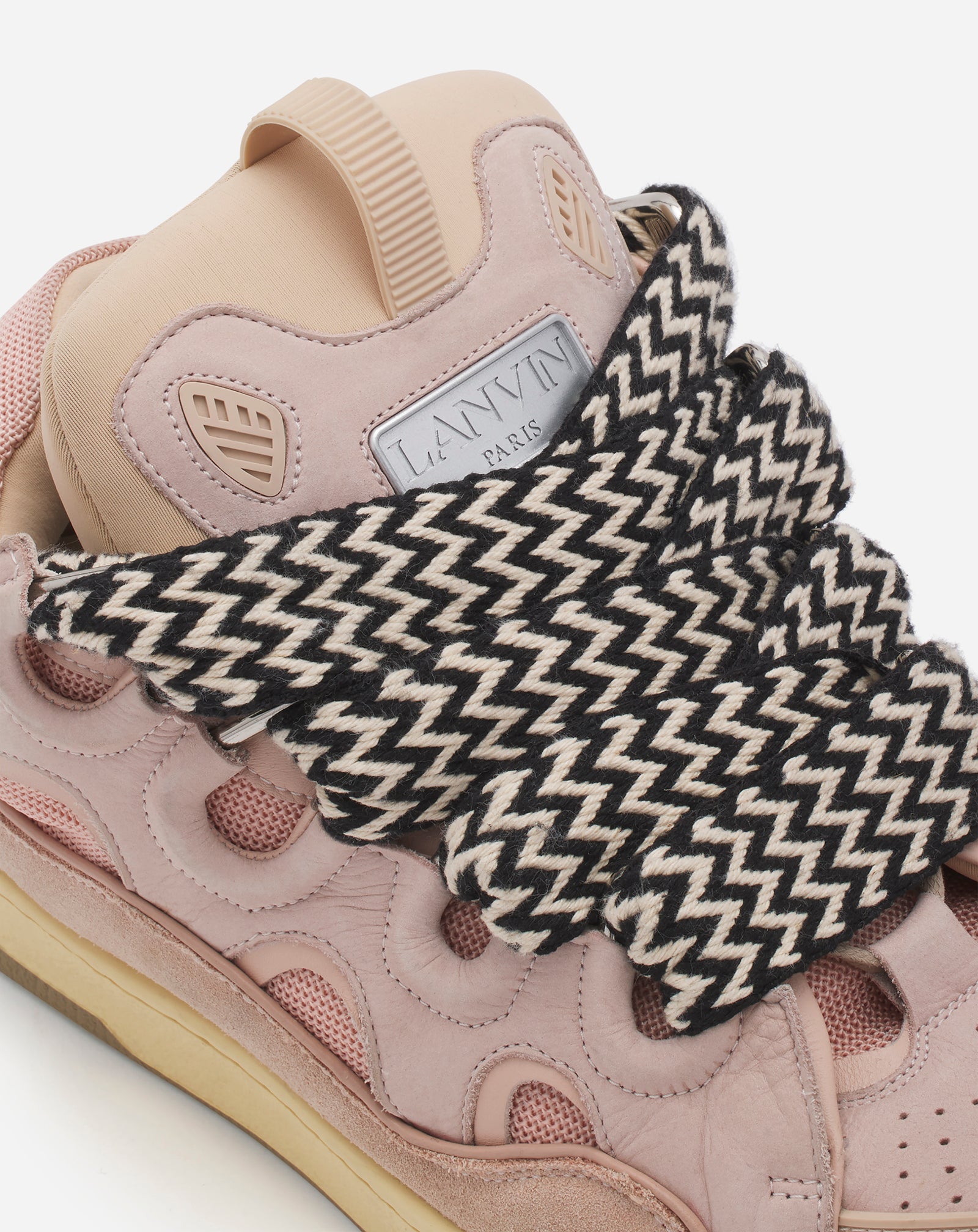 Lanvin Curb Leather Sneakers - Pink - 30% Off | Editorialist