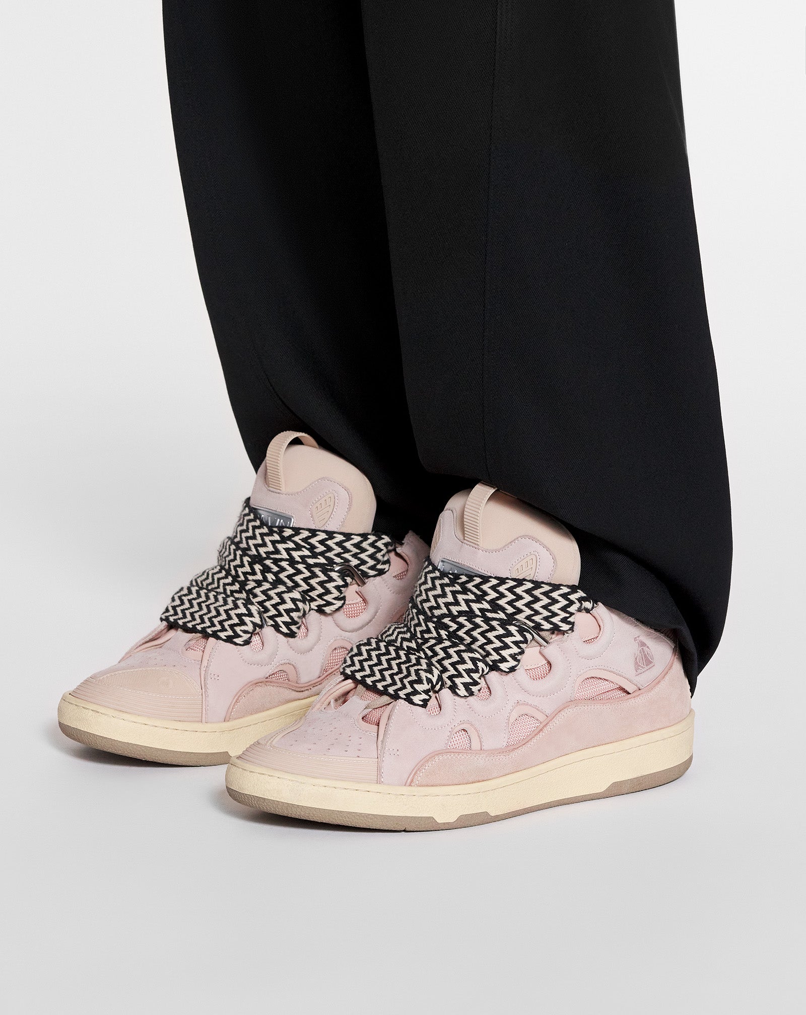 Lanvin Curb Leather Sneakers - Pink - 30% Off | Editorialist