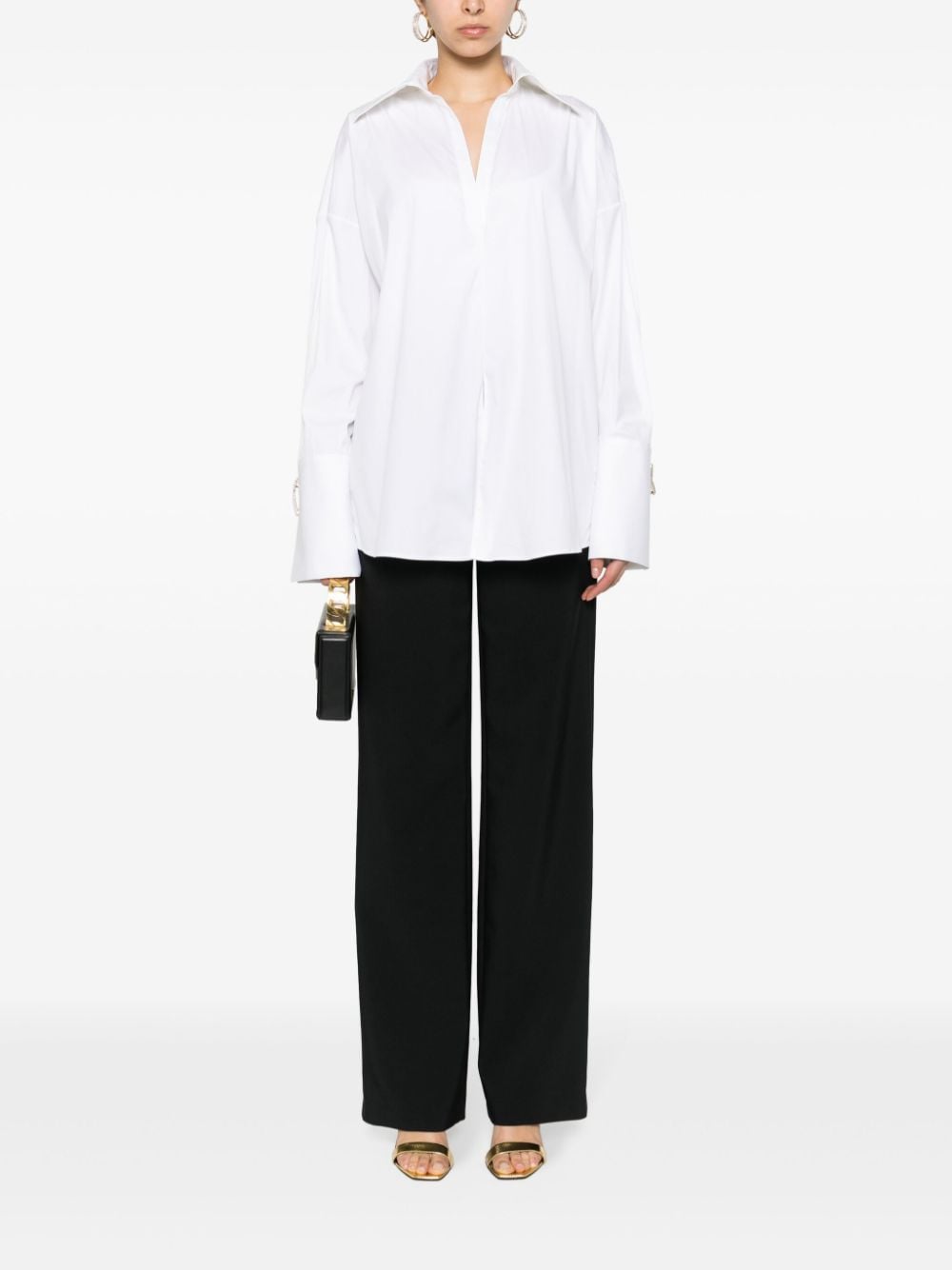 GENNY Genny Crystal-Embellished Poplin Blouse