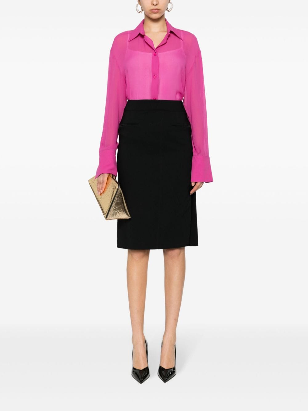 GENNY Long-Sleeve Silk Shirt