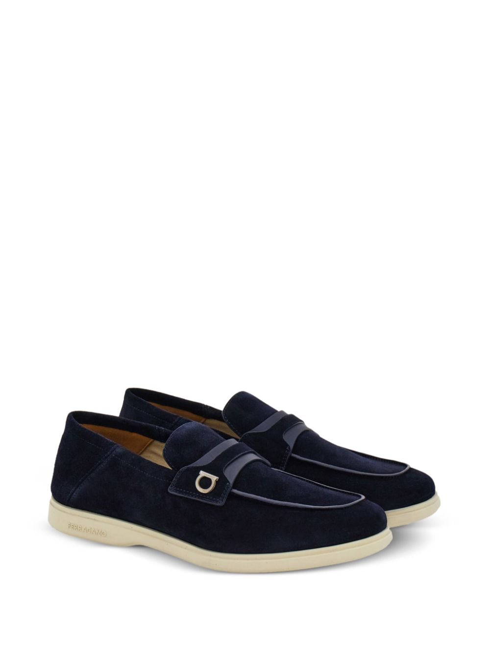 Buy FERRAGAMO Gancini-detailed Suede Loafers - Blue At 40% Off