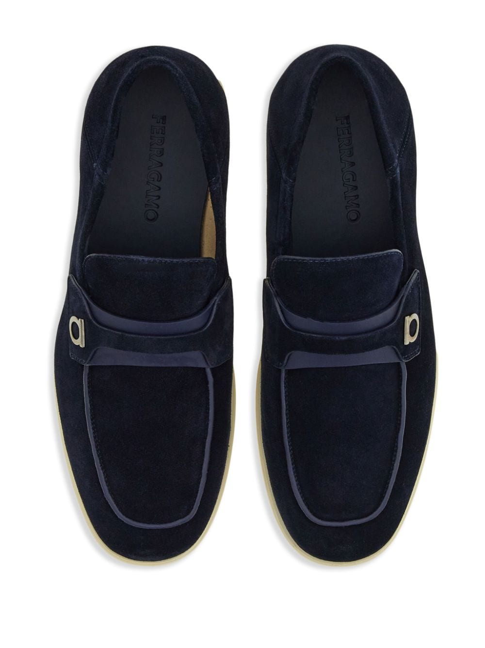 Buy FERRAGAMO Gancini-detailed Suede Loafers - Blue At 40% Off