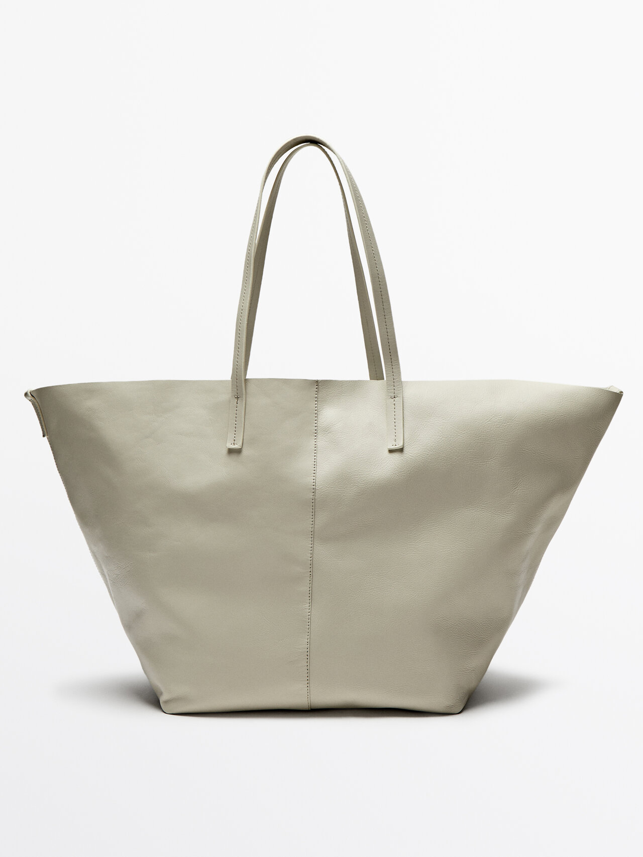 Massimo Dutti Nappa Leather Tote White Editorialist