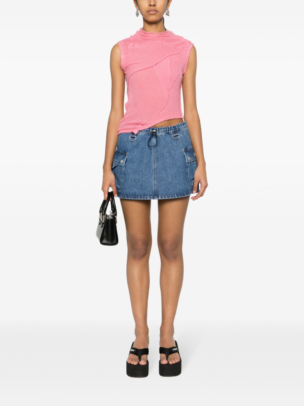COPERNI Coperni Appliqué-Logo Denim Cargo Skirt