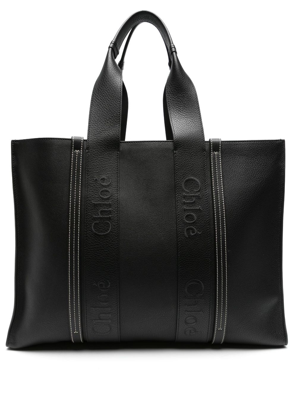 Chloé Large Woody Leather Tote Bag - Black | Editorialist