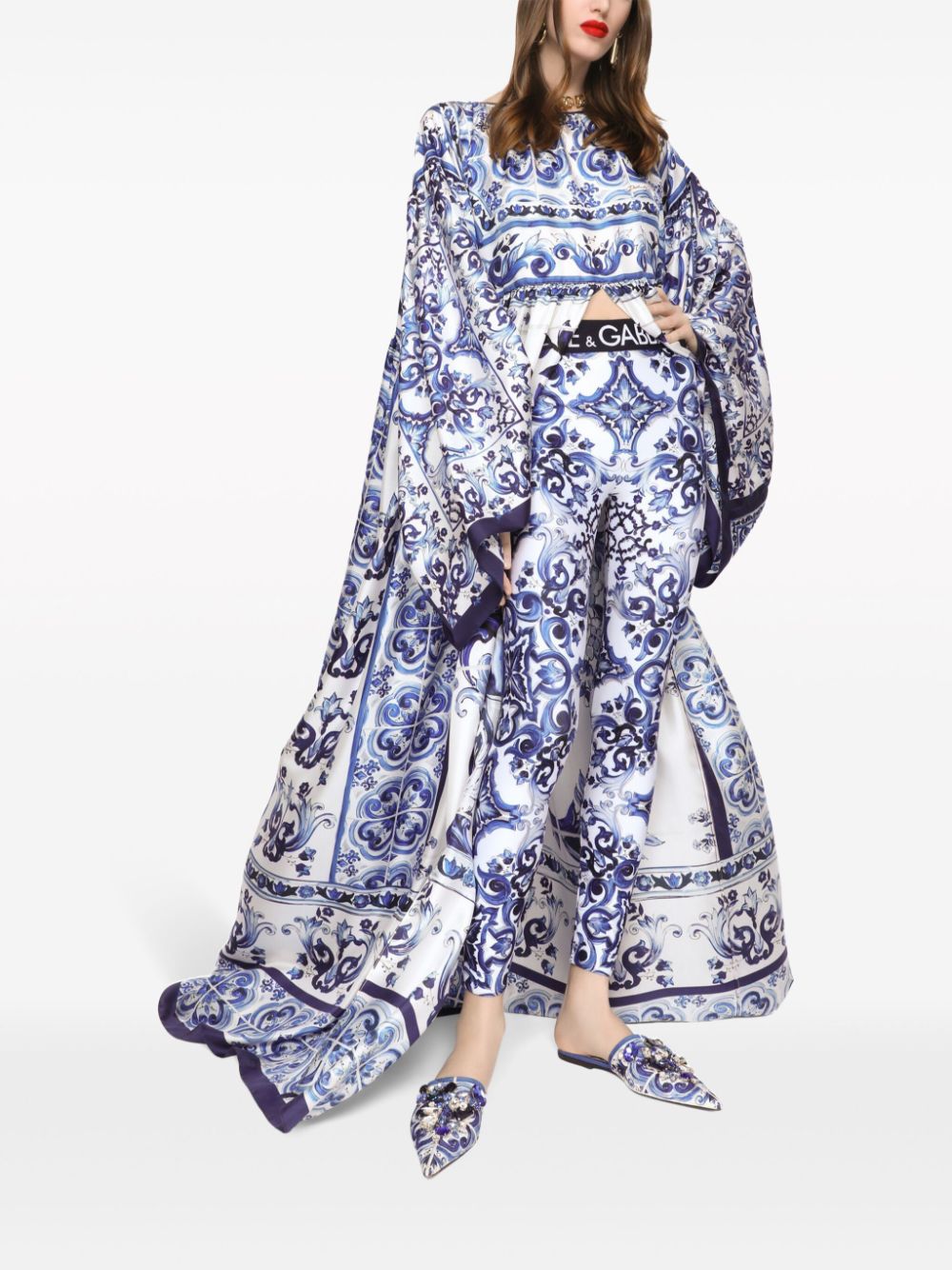 DOLCE & GABBANA Majolica-Print Silk Floor-Length Dress