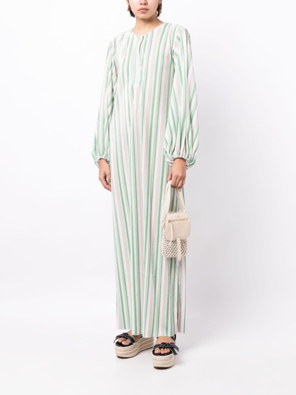 BAMBAH Bambah Striped Plissé Kaftan