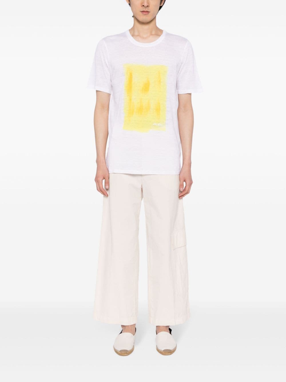 120% LINO paint-print linen t-shirt