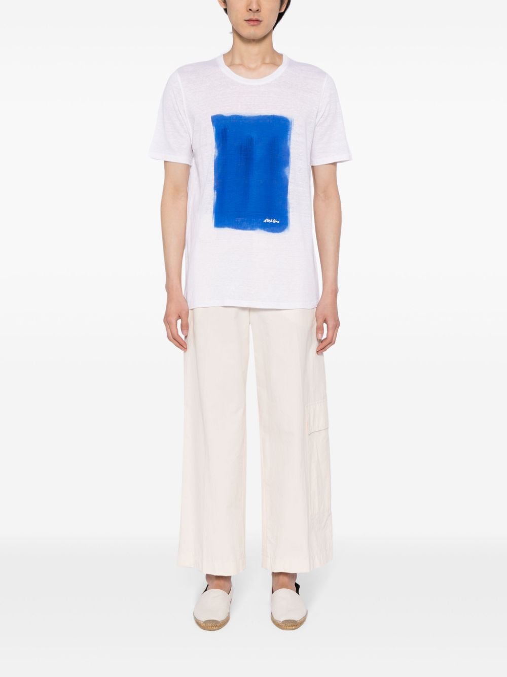 120% LINO paint-print linen t-shirt