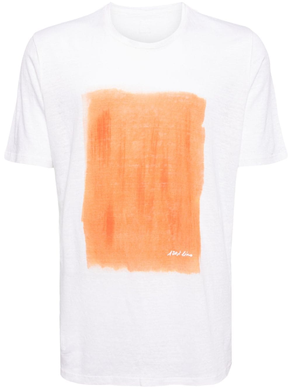 120% LINO paint-print linen t-shirt