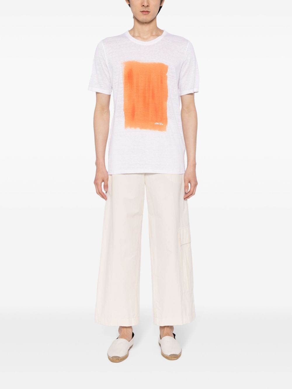 120% LINO paint-print linen t-shirt