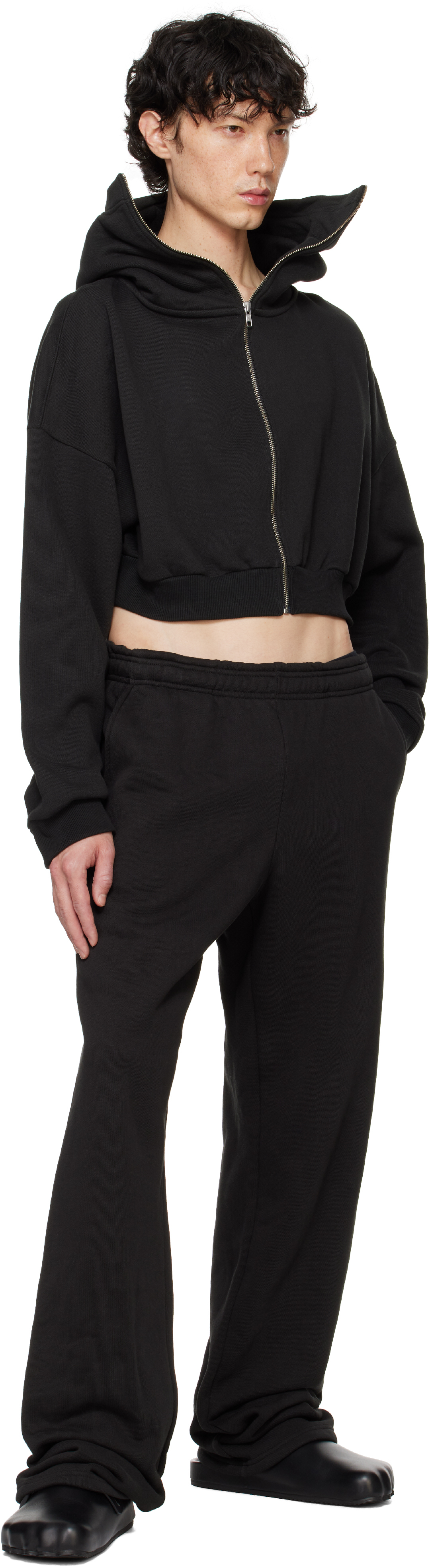 Entire Studios Cropped Full Zip Hoodie - Soot | Editorialist