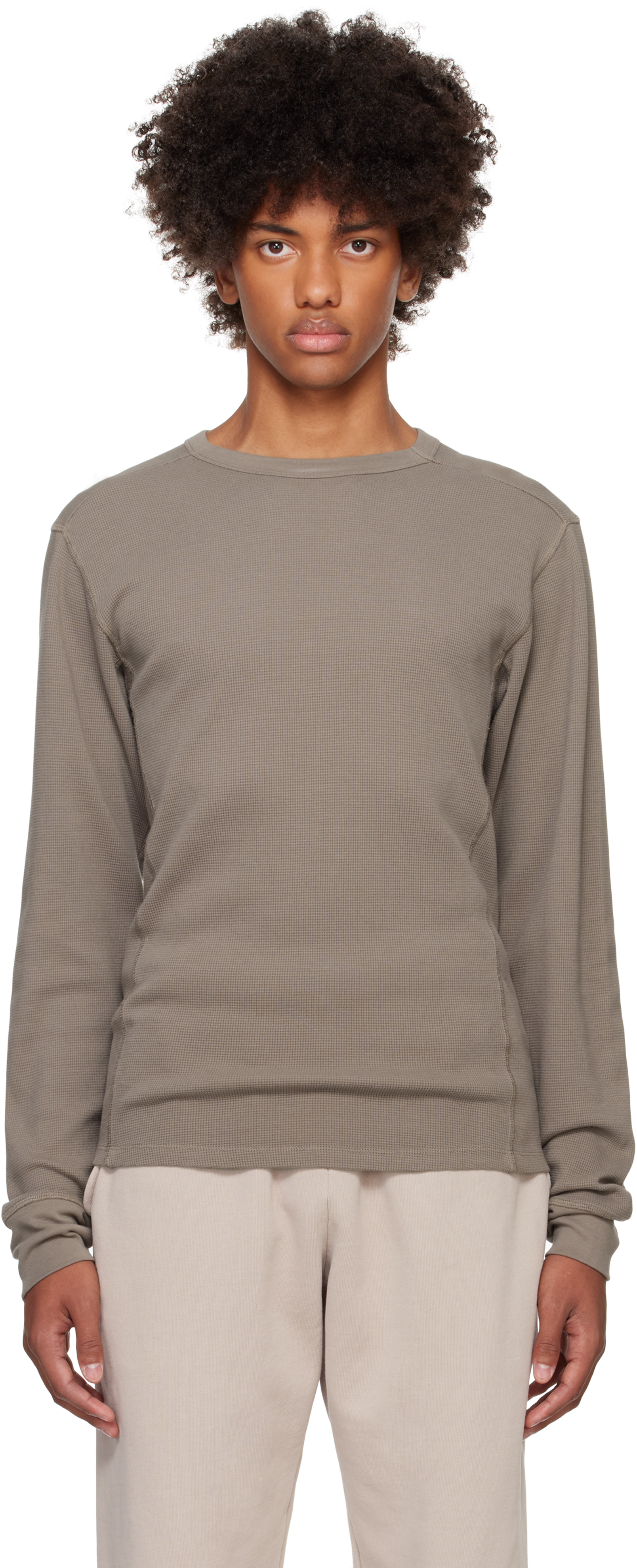 Entire Studios Gray Thermal Long Sleeve T-Shirt In Rock - 45% Off 