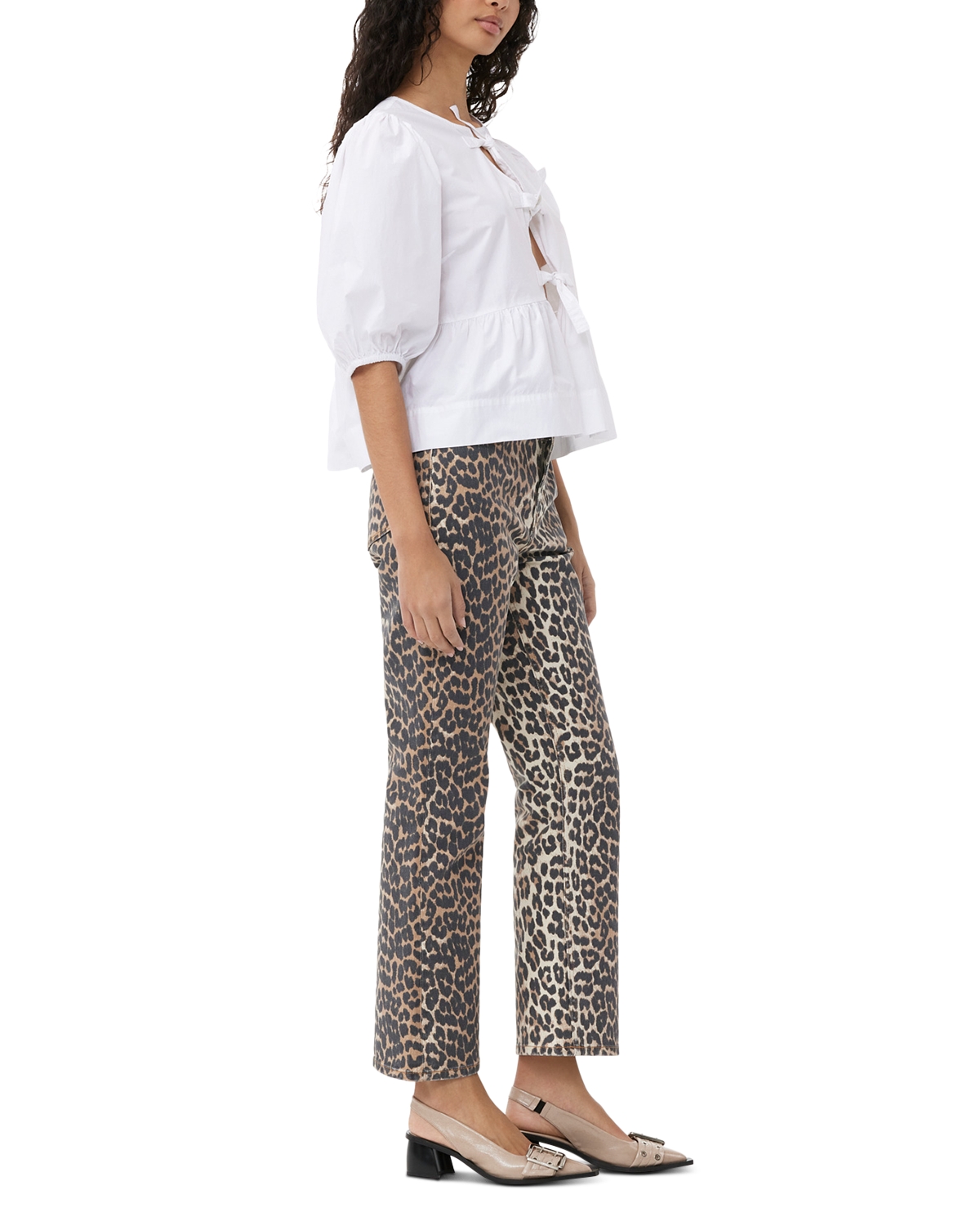 GANNI Ganni Leopard Print Cropped Jeans