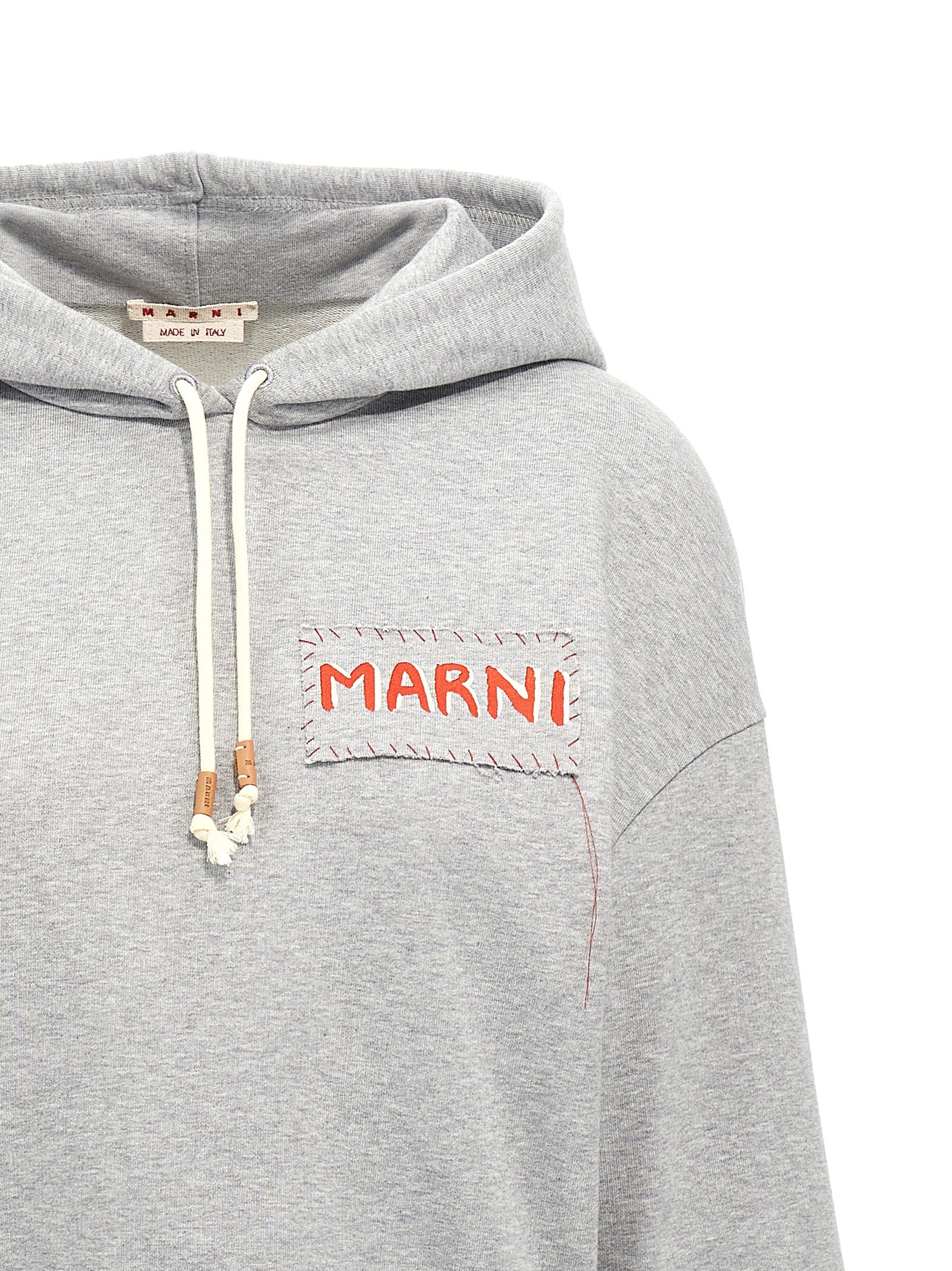 Marni Logo Print Cropped Hoodie In Gray - 36% Off | Editorialist
