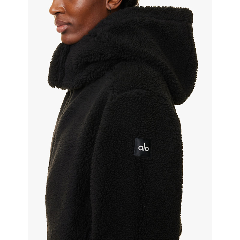 Alo Yoga Foxy Sherpa Hooded Fleece Jacket In Black - 53% Off