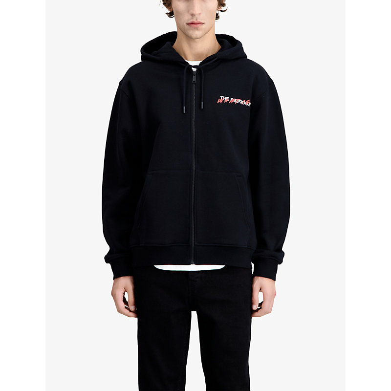 Rrr123 C.V.A Nyc Logo-Print Cotton-Jersey Zip-Up Hoodie 3 In Black