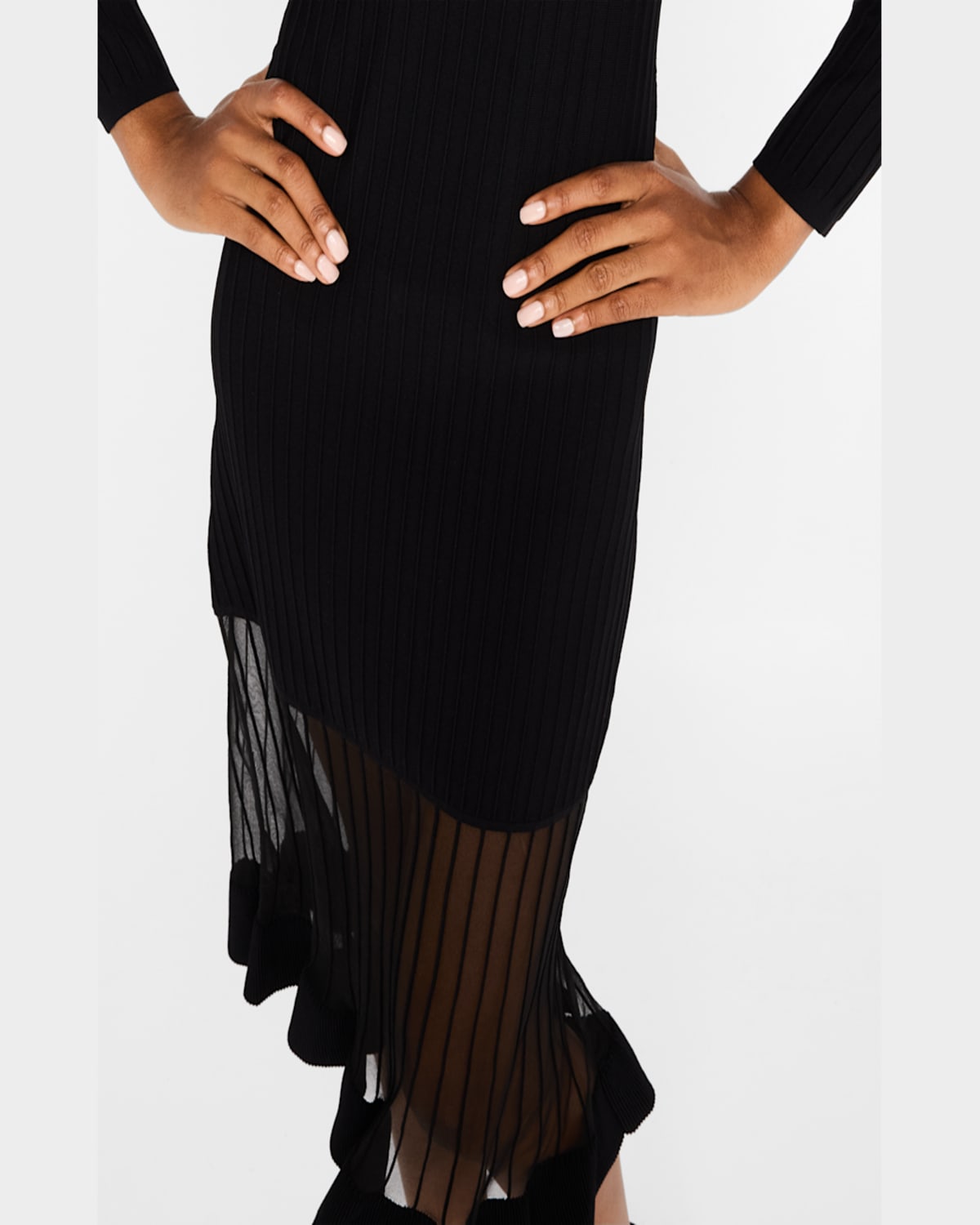 Milly Off-Shoulder Knit Midi Dress With Sheer Inset - Black - 11% Off | Editorialist Milly Off-Shoulder Knit Midi Dress With Sheer Inset - Black - 11% Off | Editorialist