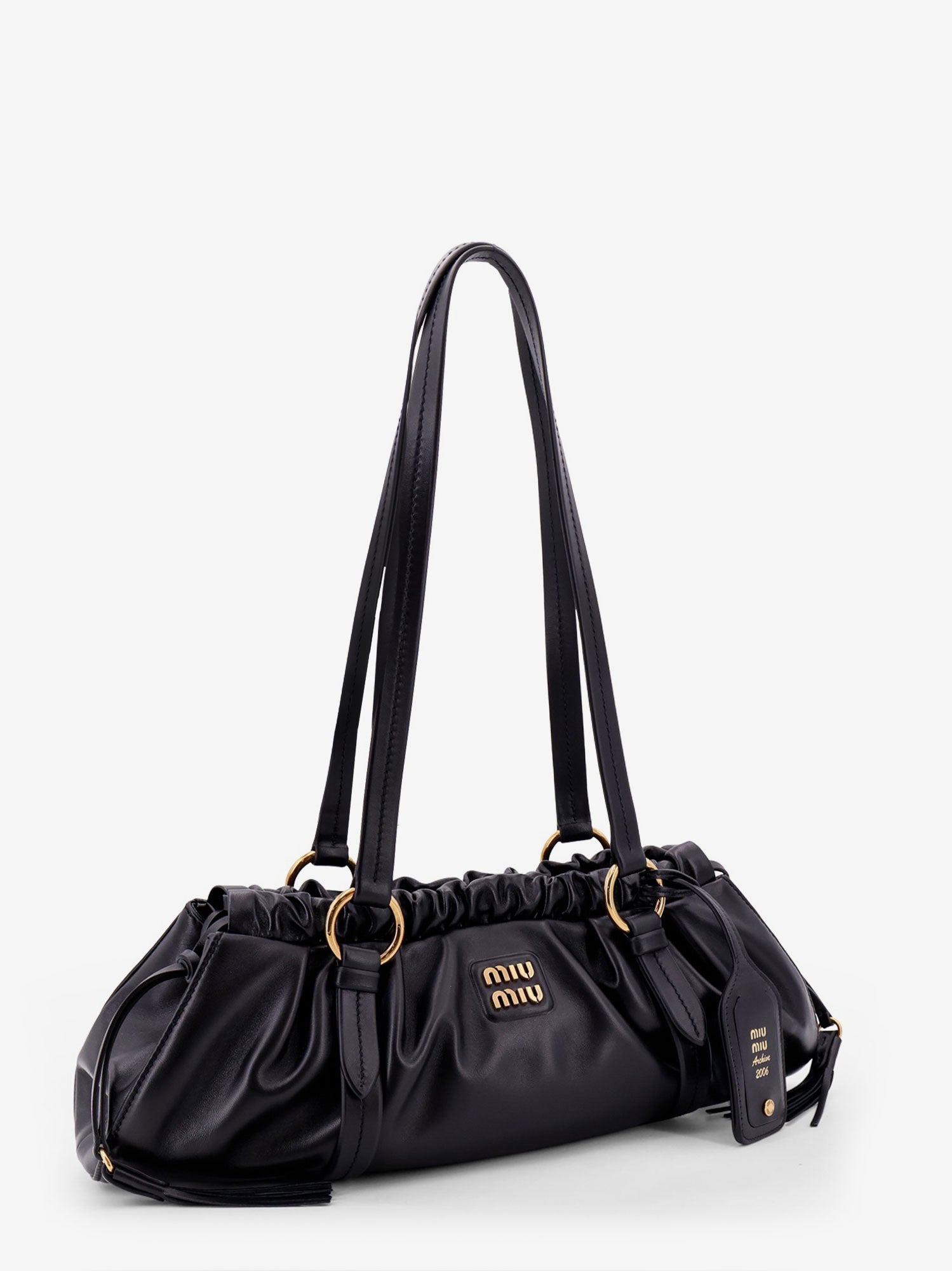 Miu Miu Joie Leather Shoulder Bag - Black | Editorialist