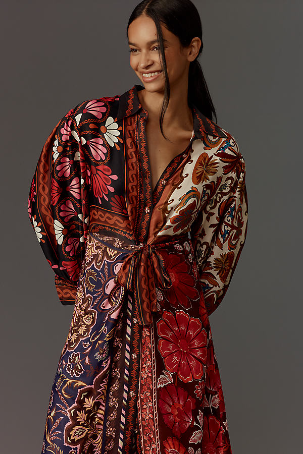 farm rio miranda long-sleeve wrap midi dress Farm Rio x Anthropologie Long-Sleeve Printed Wrap Midi Dress