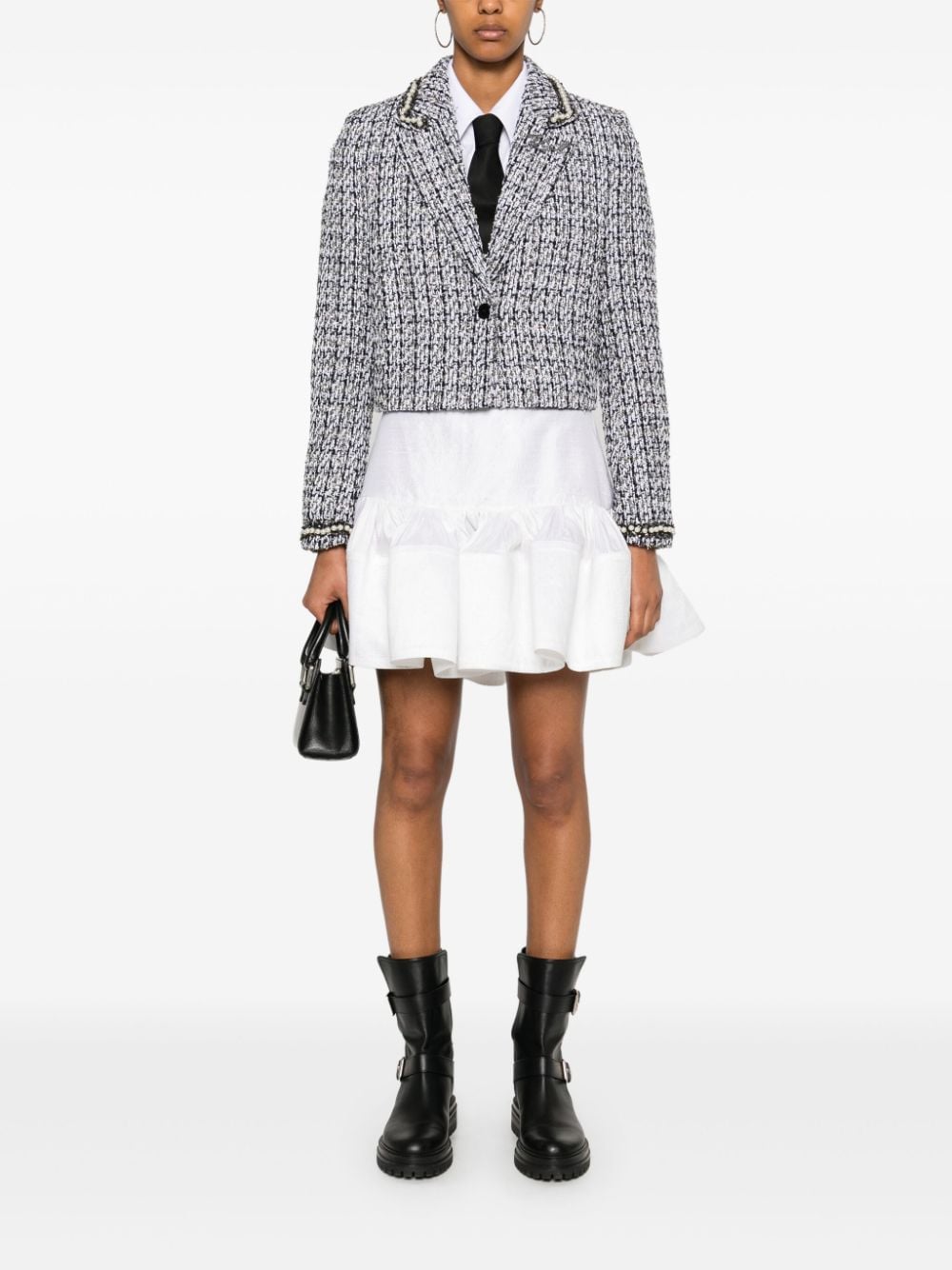 KARL LAGERFELD Karl Lagerfeld Faux Pearl-Embellished Bouclé Jacket