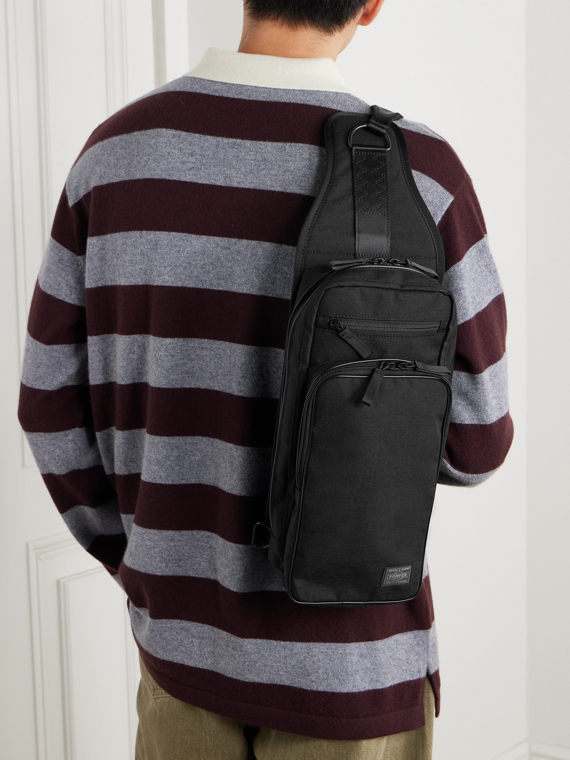 Porter-Yoshida & Co Hybrid Sling Canvas Backpack In Black