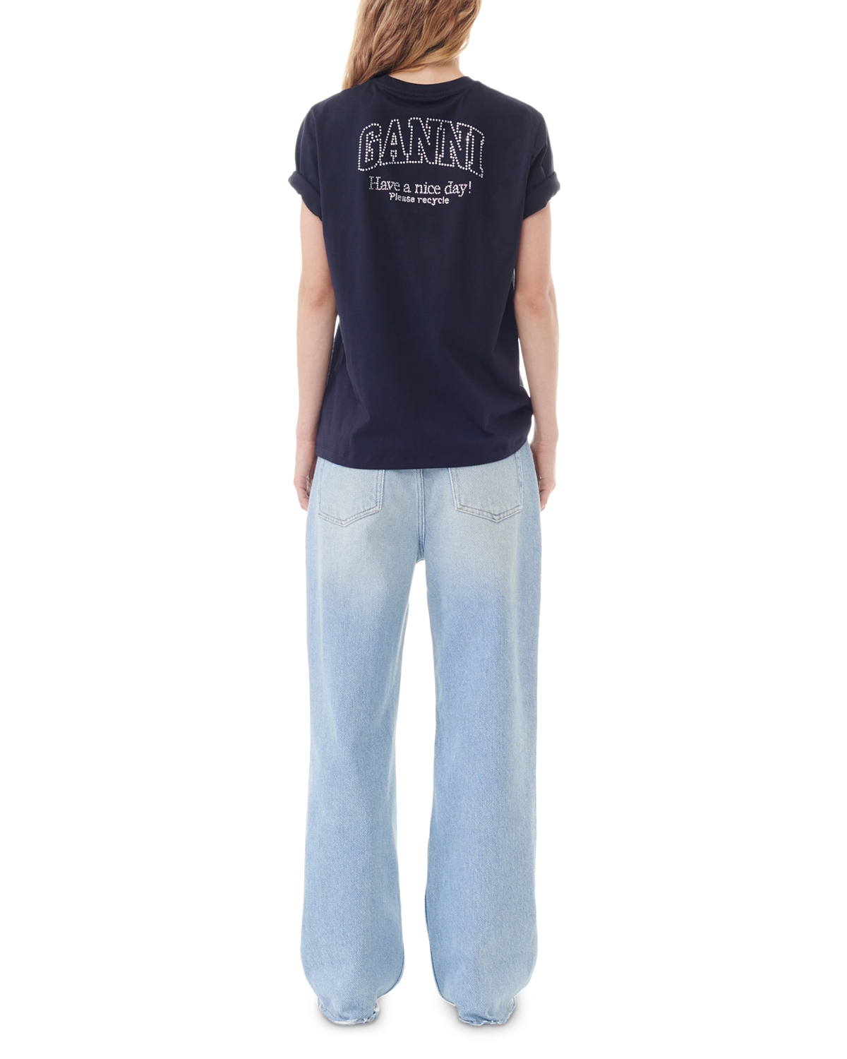 トップス GANNI Jersey Rhinestone Relaxed T M Ganni Basic Jersey Rhinestone Relaxed Tee In Phantom - 44% Off