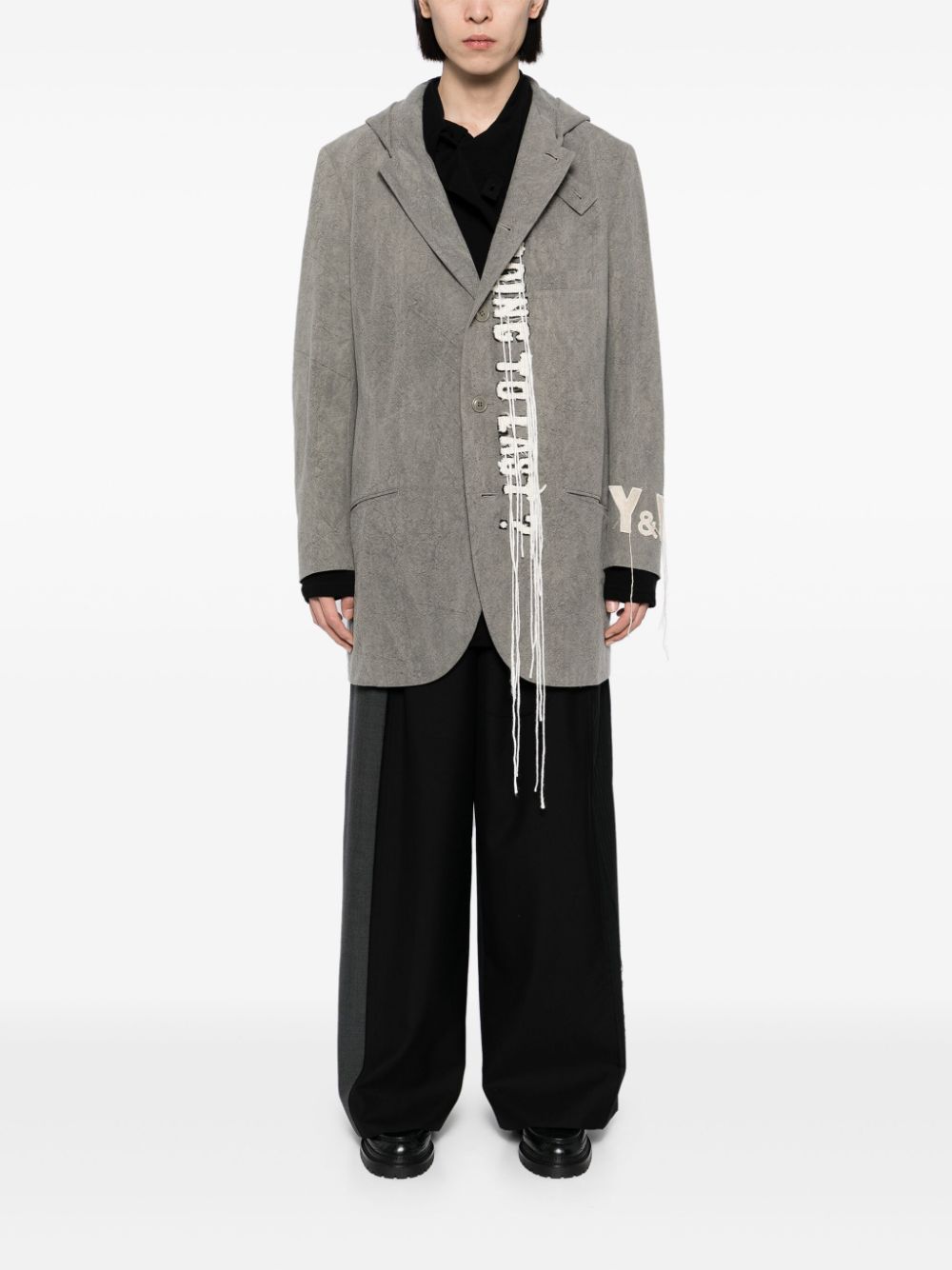YOHJI YAMAMOTO Yohji Yamamoto Logo-Print Wool Hooded Jacket