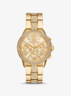 Michael Kors Oversized Brynn Pavé -Tone Watch In Gold - 36% Off