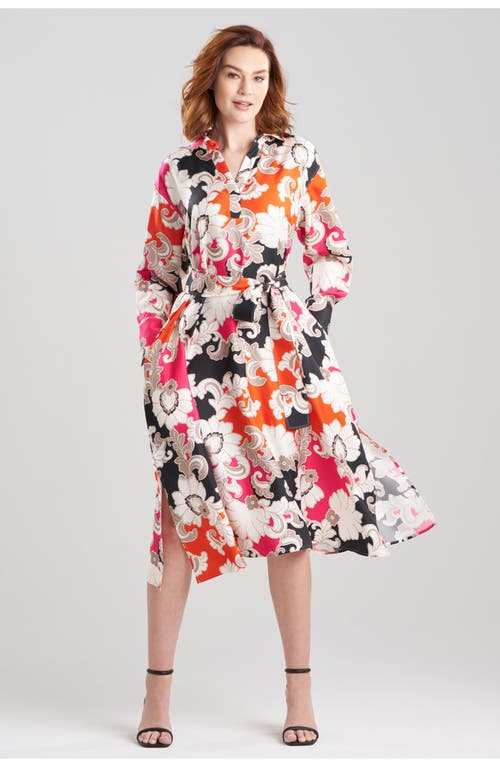 NATORI Natori Cressida Printed Silk Twill Oversized Shirt Dress