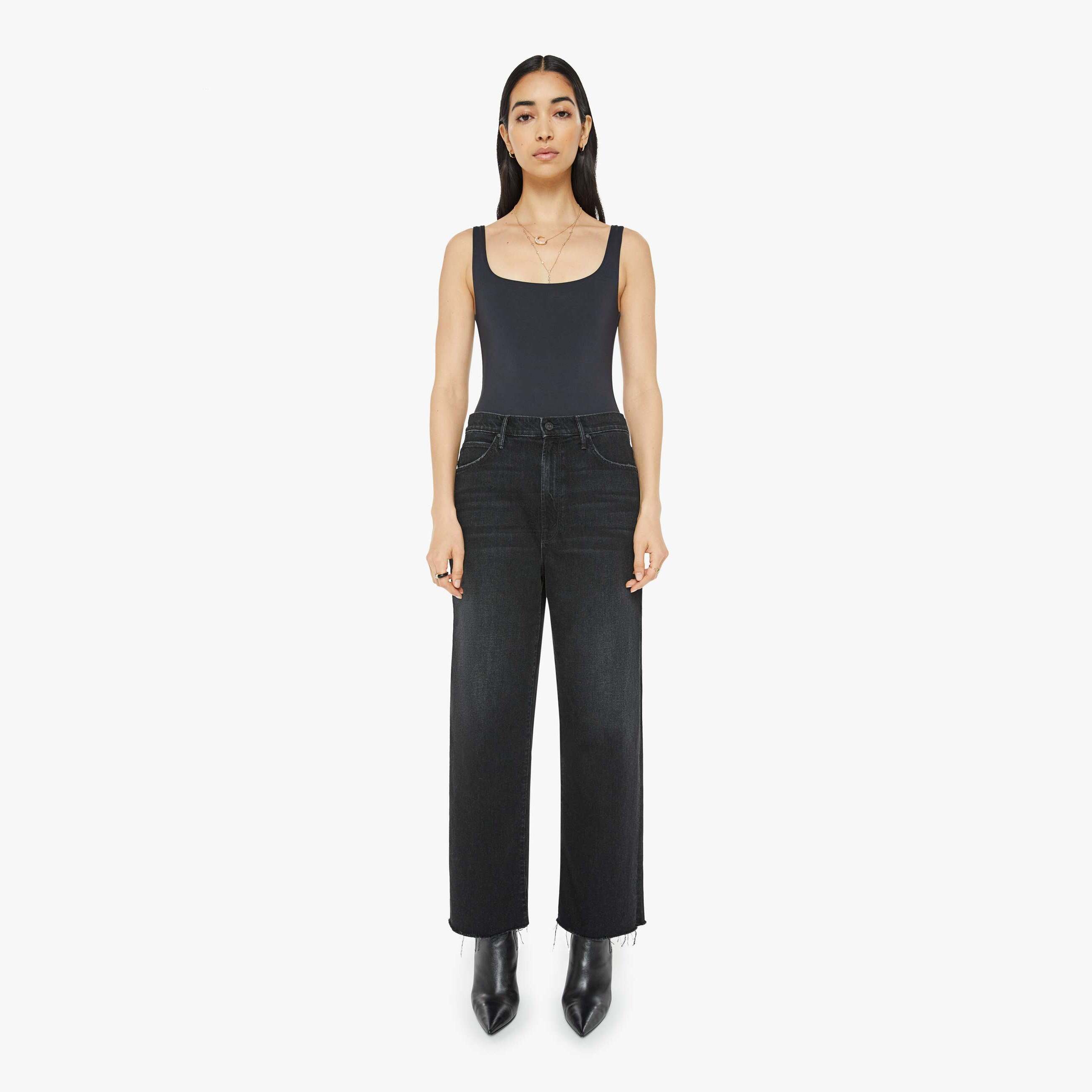 Red Magic Jean Rabe Mother The Spitfire Ankle Fray Magic Jeans - Black | Editorialist