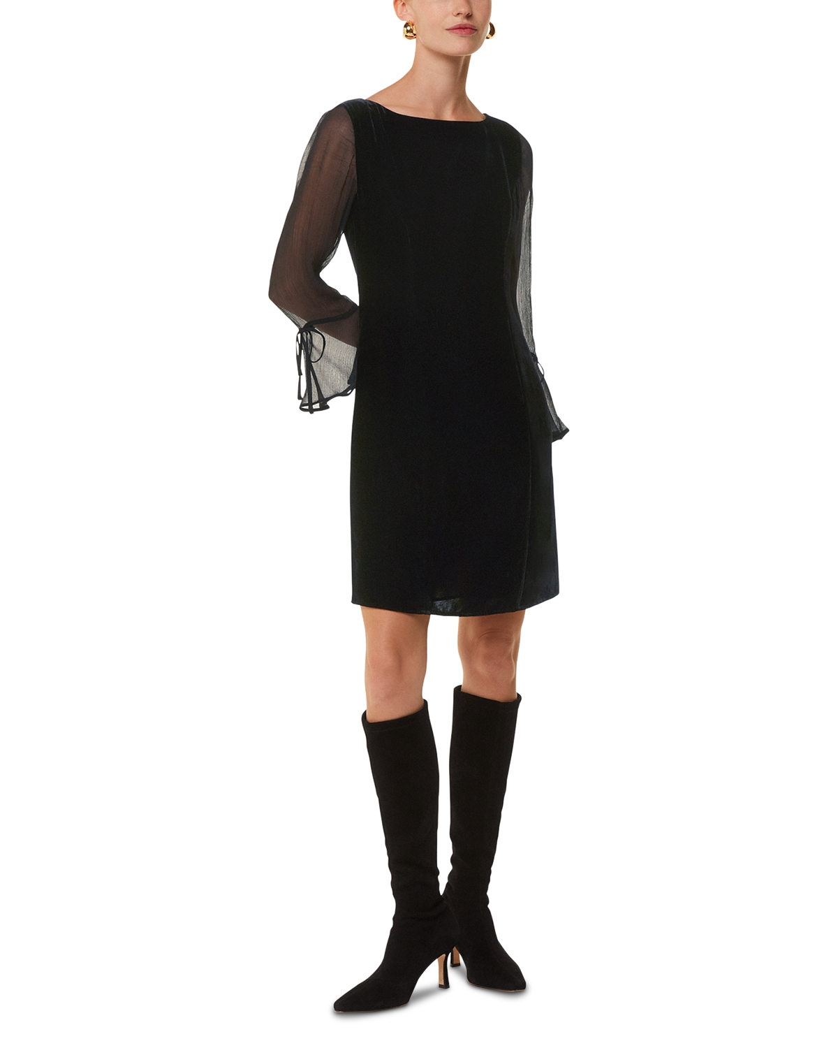 WHISTLES Myla Velvet Mini Dress